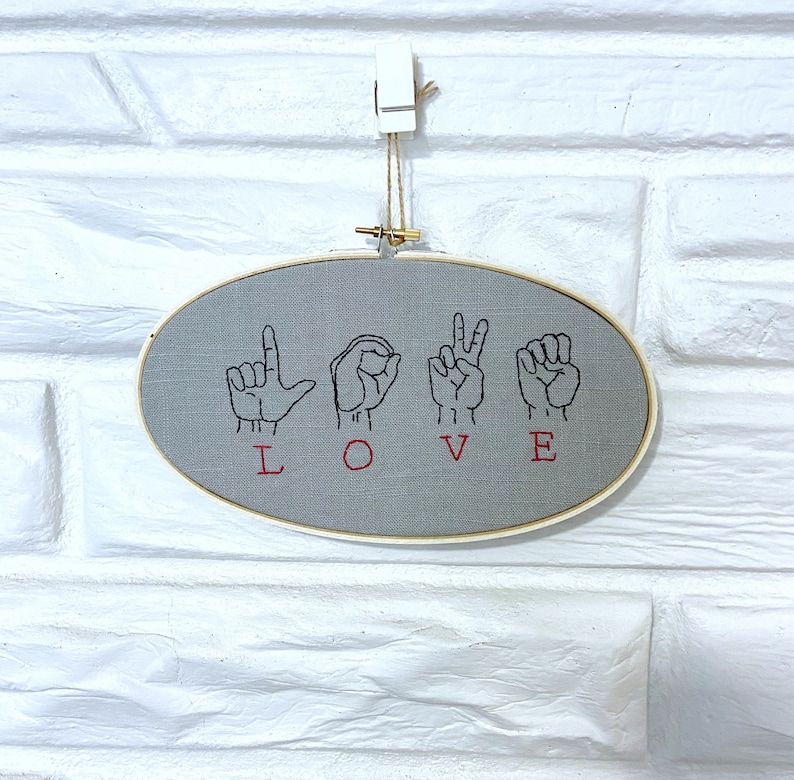Sign Language Hand Embroidery Love - Etsy