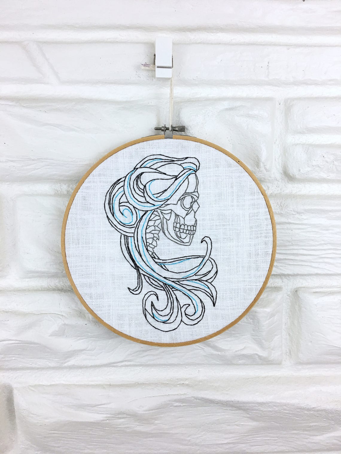 Hand Embroidered Macabre Skull Wall Art Modern Embroidery Hand - Etsy