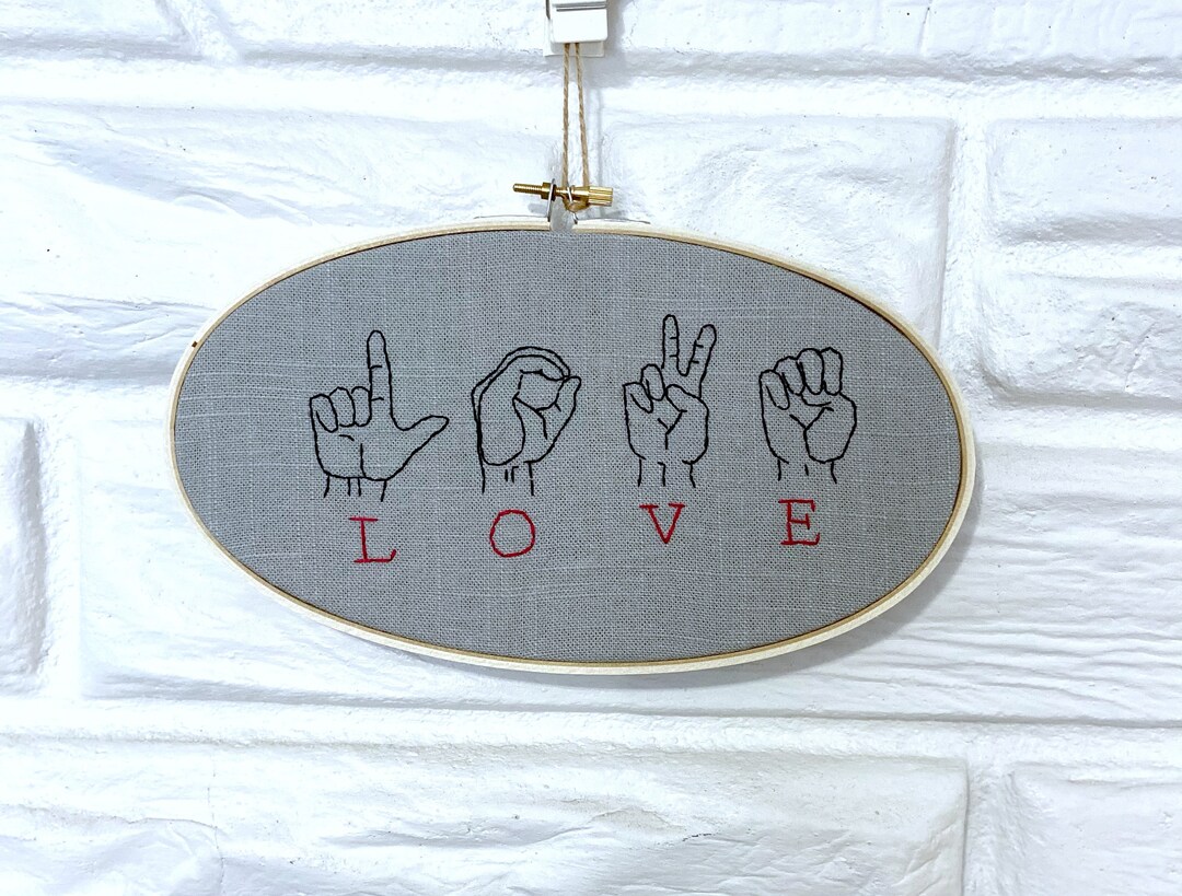 Sign Language Hand Embroidery Love - Etsy