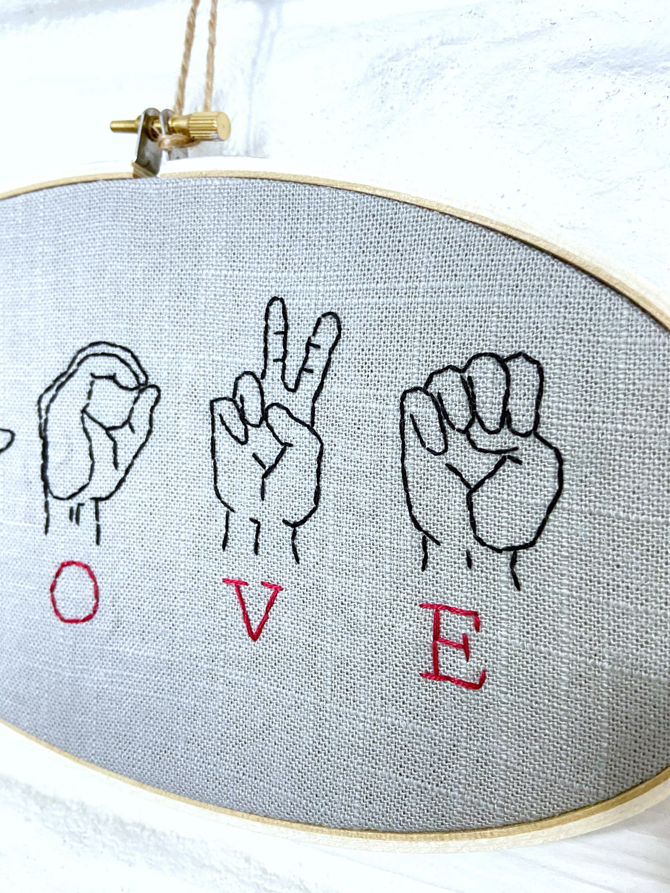 Sign Language Hand Embroidery Love - Etsy