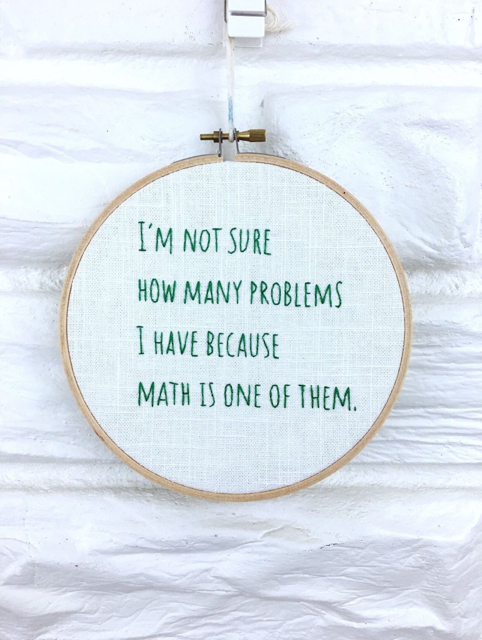 Math Problems Hand Embroidered Wall Art Gift Under 30 Embroidery Hoop ...