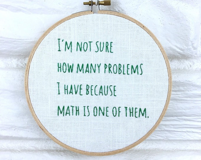 Math Problems Hand Embroidered Wall Art Gift Under 30 - Etsy