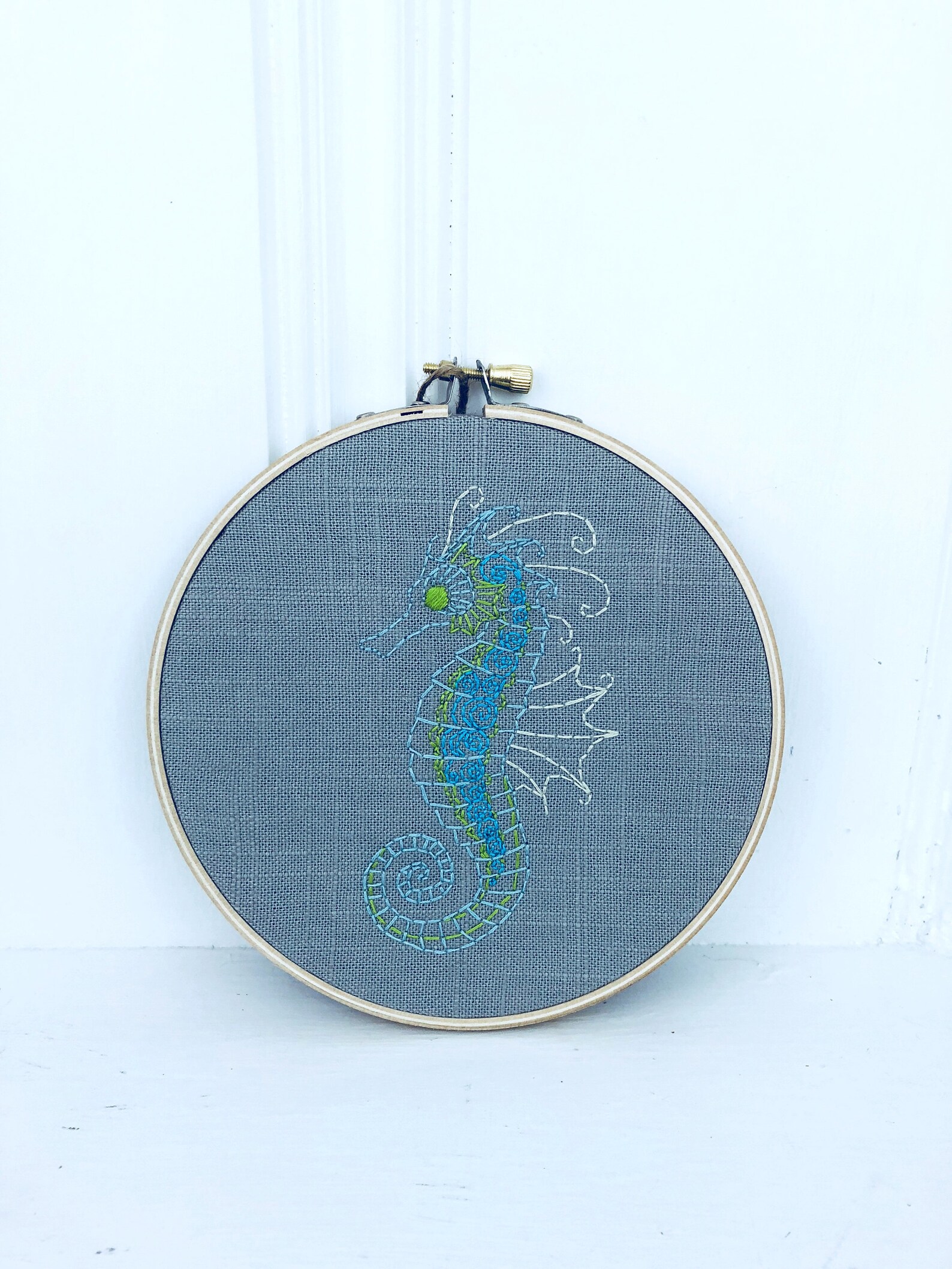 Seahorse Modern Hand Embroidery Nautical Wall Decor Embroidery - Etsy