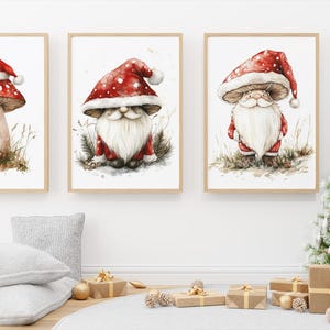 Christmas Fungi Santa Mushroom Winter Gift Wall Art Christmas Decor ...