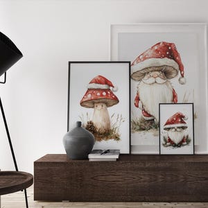 Christmas Fungi Santa Mushroom Winter Gift Wall Art Christmas Decor ...