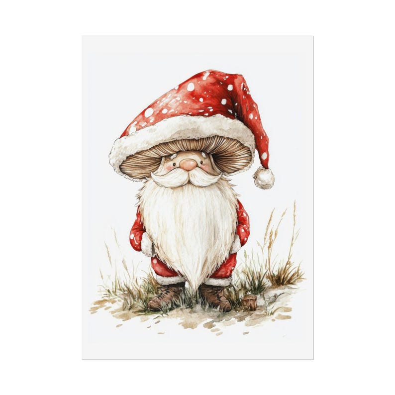 Christmas Fungi Santa Mushroom Winter Gift Wall Art Christmas Decor ...