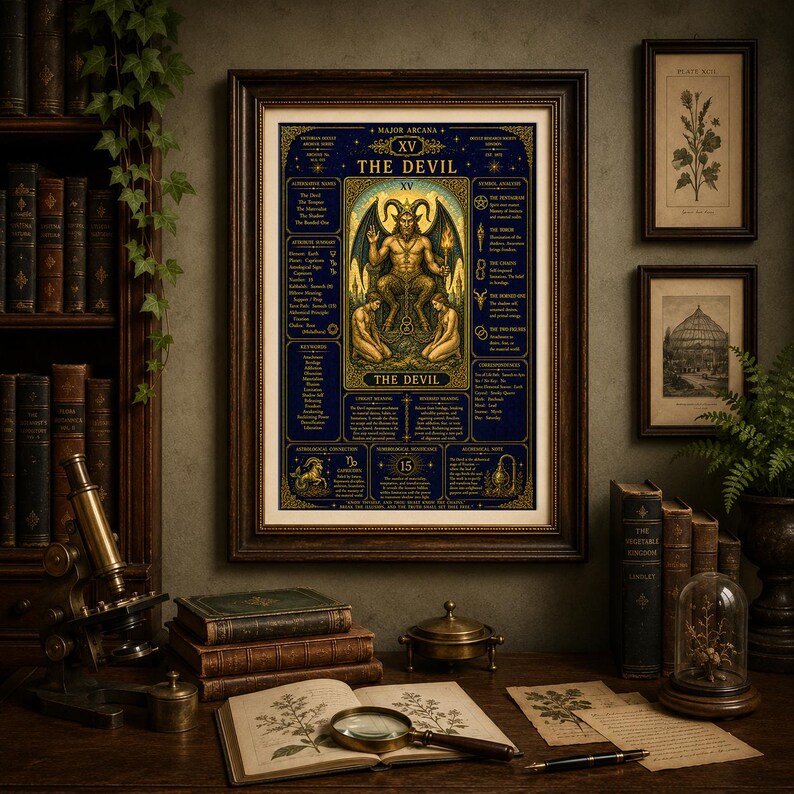 The Devil Tarot Card Print, Major Arcana XV Wall Art, Victorian Occult ...