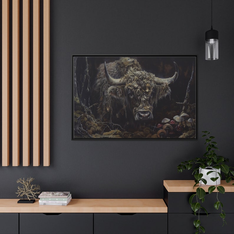 Dark Undead Highland Cow Oil Canvas Art Print Colourful Scottish Cow ...