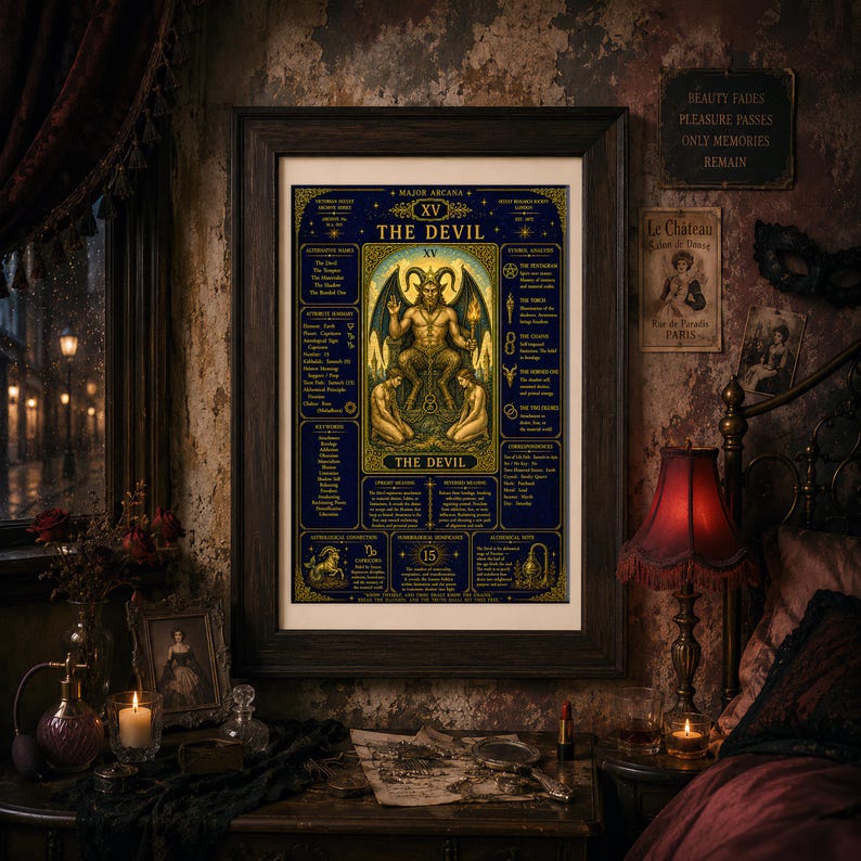 The Devil Tarot Card Print, Major Arcana XV Wall Art, Victorian Occult ...