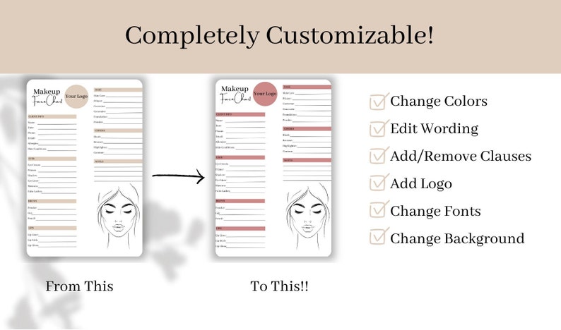 Editable Makeup Artist Client Face Chart - Etsy