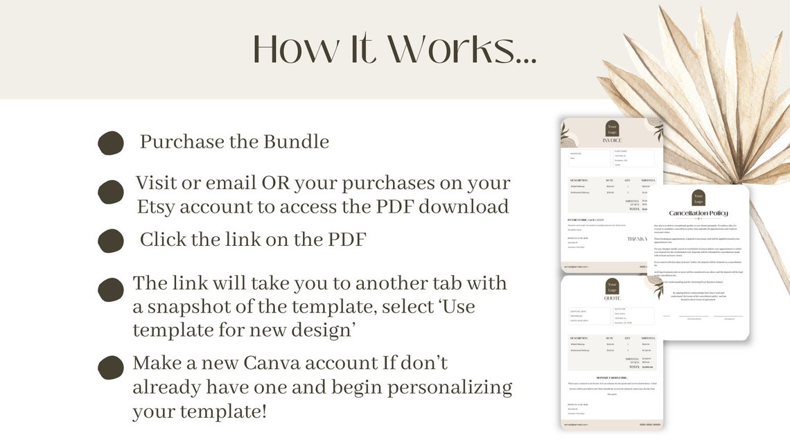 Boho Editable Invoice & Quote Templates for Salon/small Business/spa ...