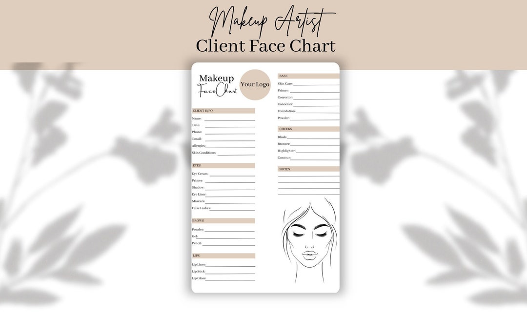 Editable Makeup Artist Client Face Chart - Etsy