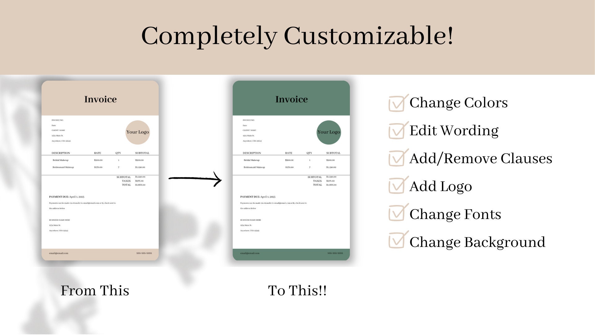 Editable Makeup Artist Quote and Invoice Templates - Etsy