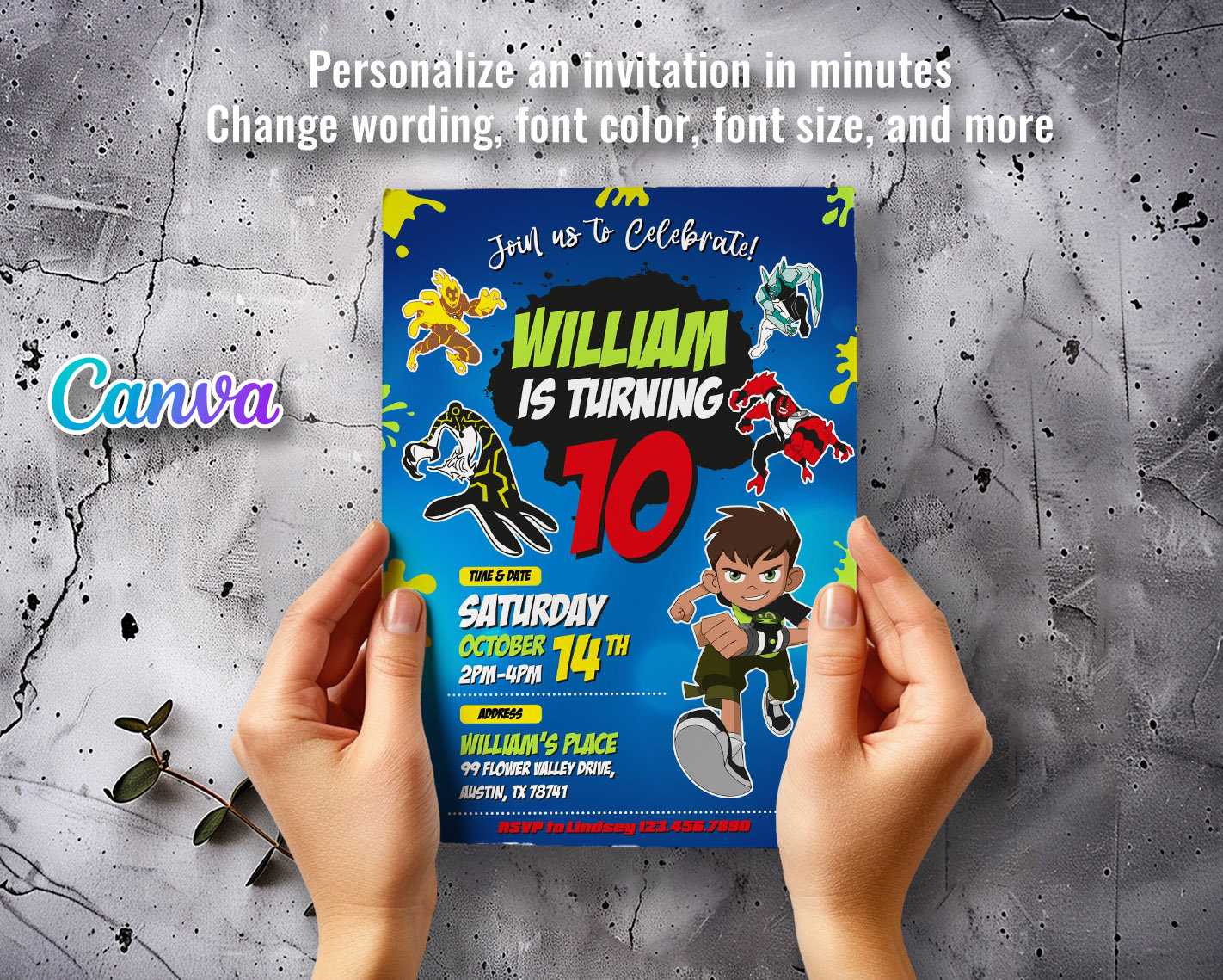 Ben 10 Birthday Invitation, Ben Ten Printable Invitation, Ben10 Party ...