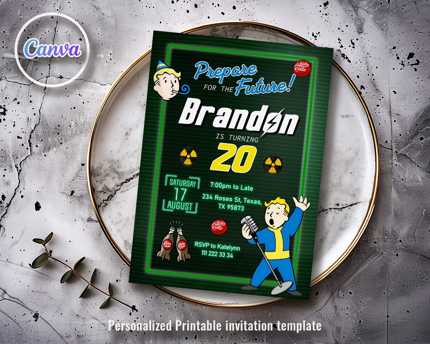 Fallout Birthday Invitation, Printable Invitation, Party Invite ...