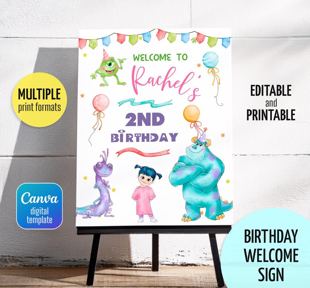 Monster Inc Printable Welcome Sign Template, Monsters University ...