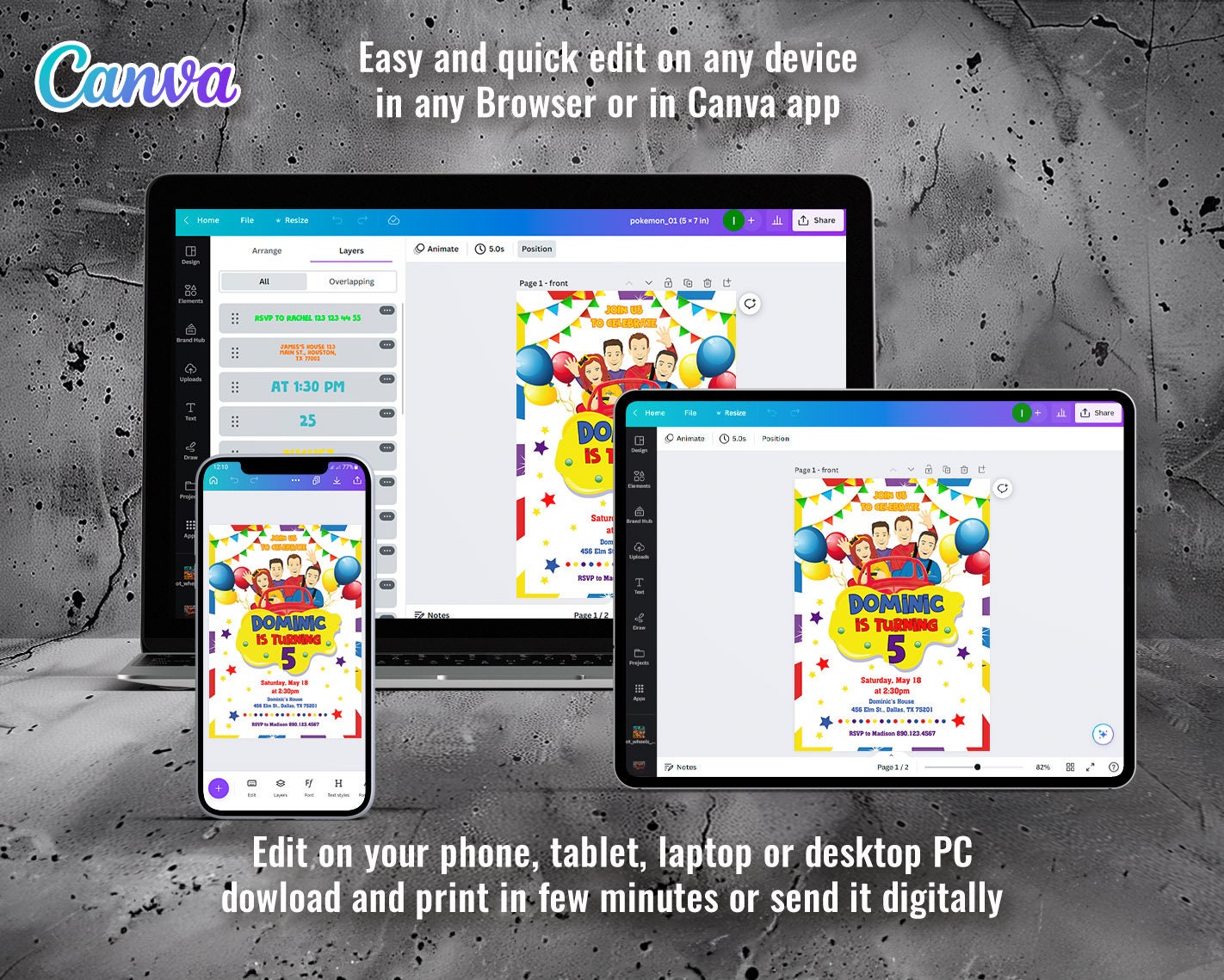 Printable Wiggles Birthday Invite, Wiigle Birthday Invitation, Editable ...