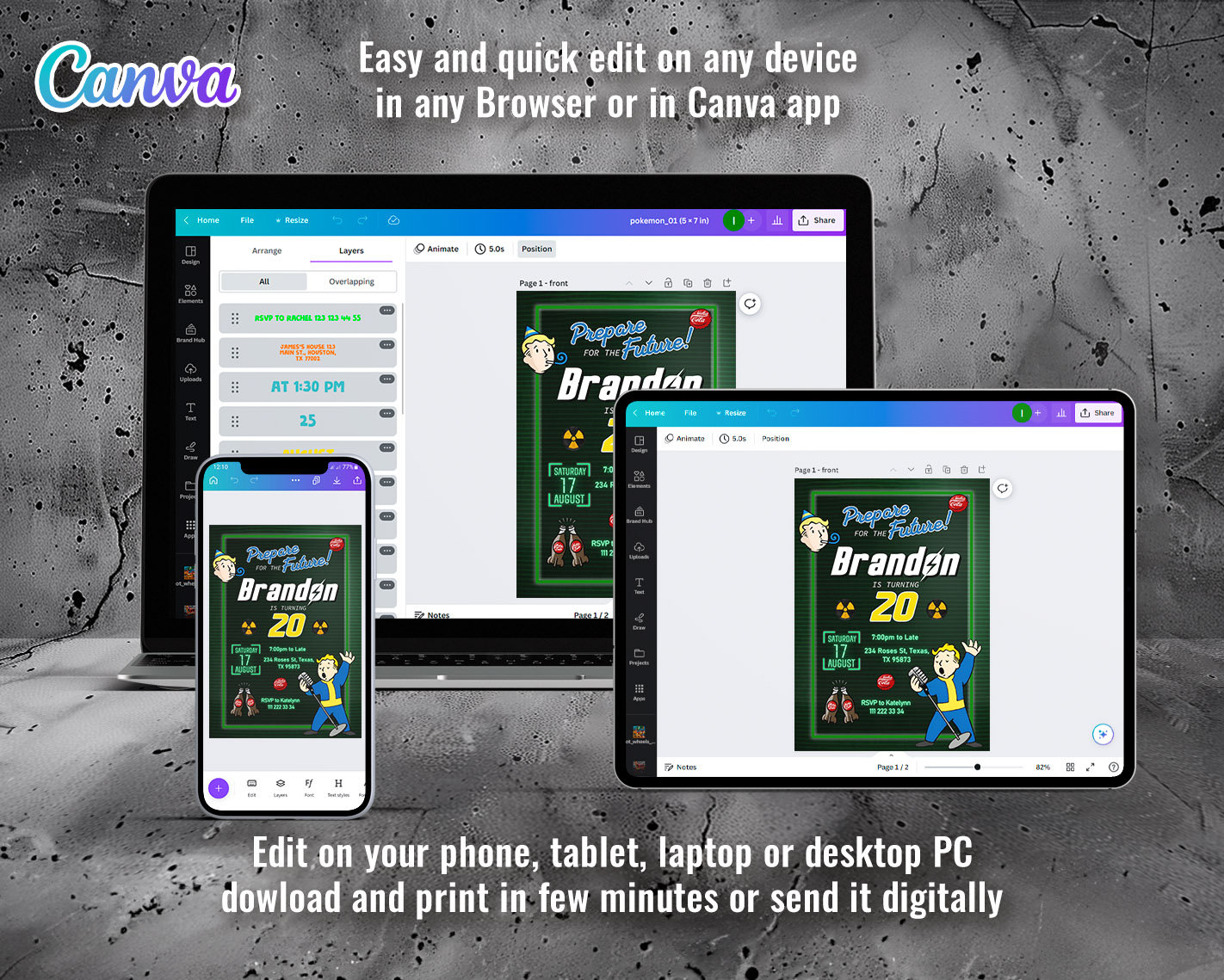 Fallout Birthday Invitation, Printable Invitation, Party Invite ...
