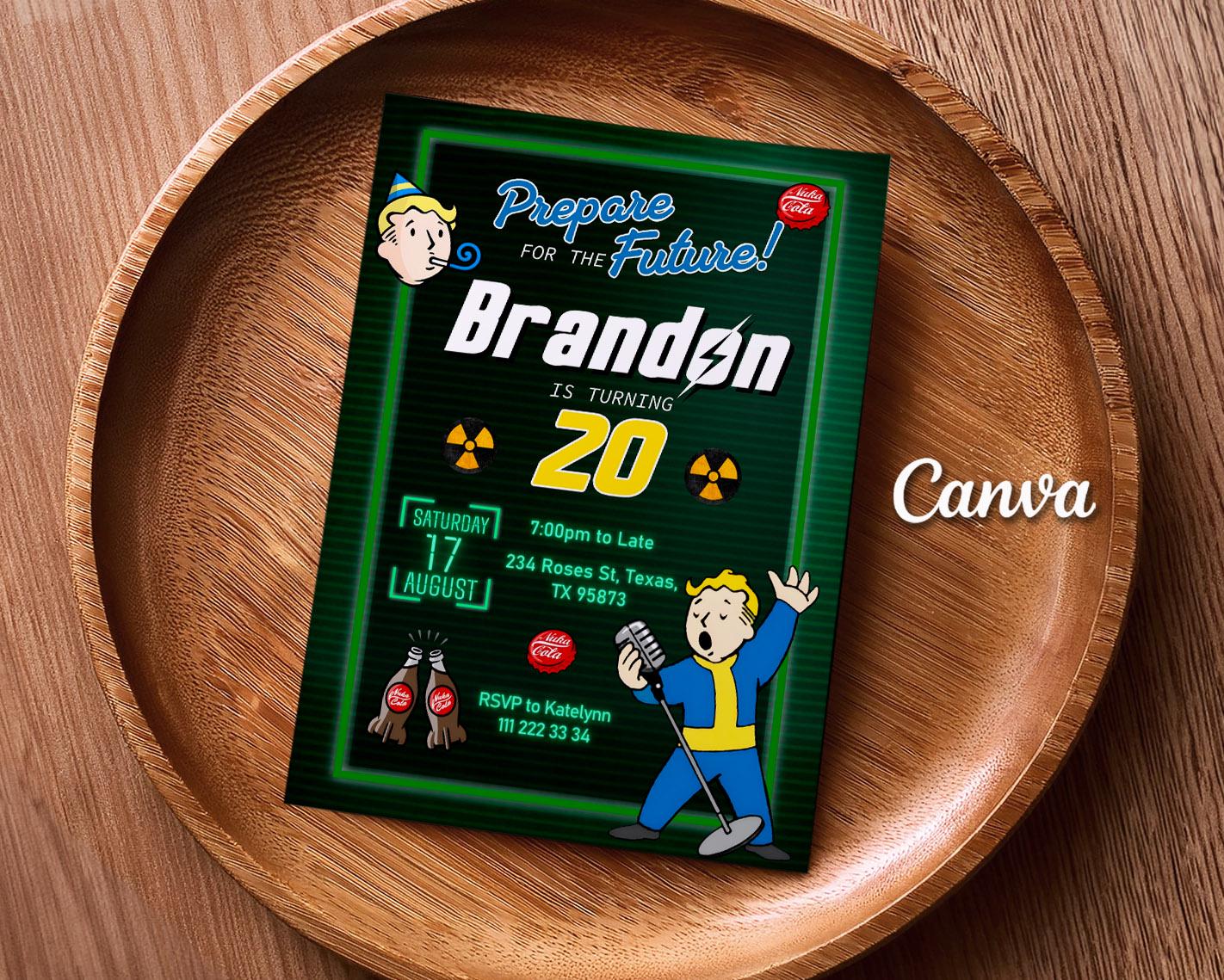 Fallout Birthday Invitation, Printable Invitation, Party Invite ...