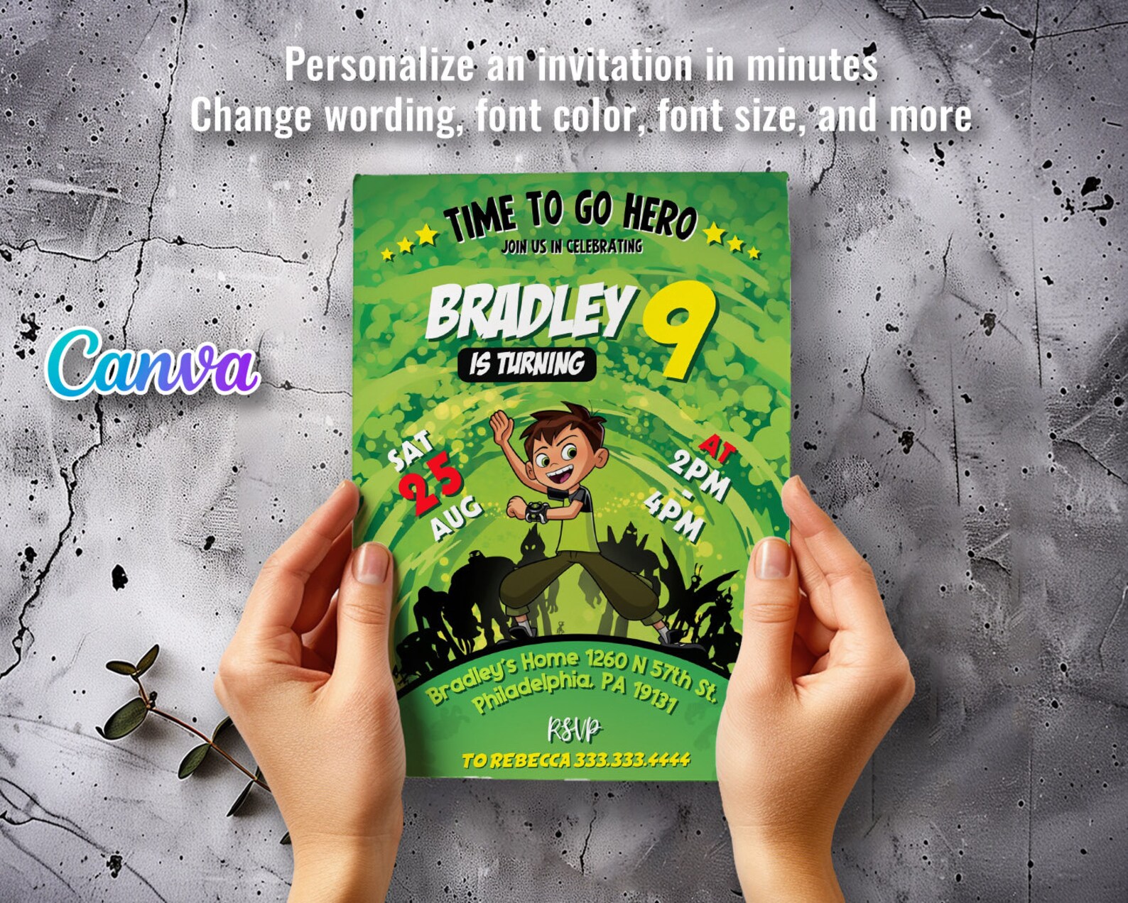 Ben 10 Birthday Invitation, Editable Party Invite (digital Download) - Etsy