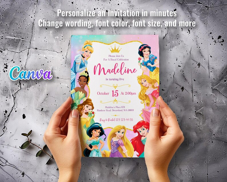 Editable Princess Birthday Invitation, Castle Party (instant Download ...