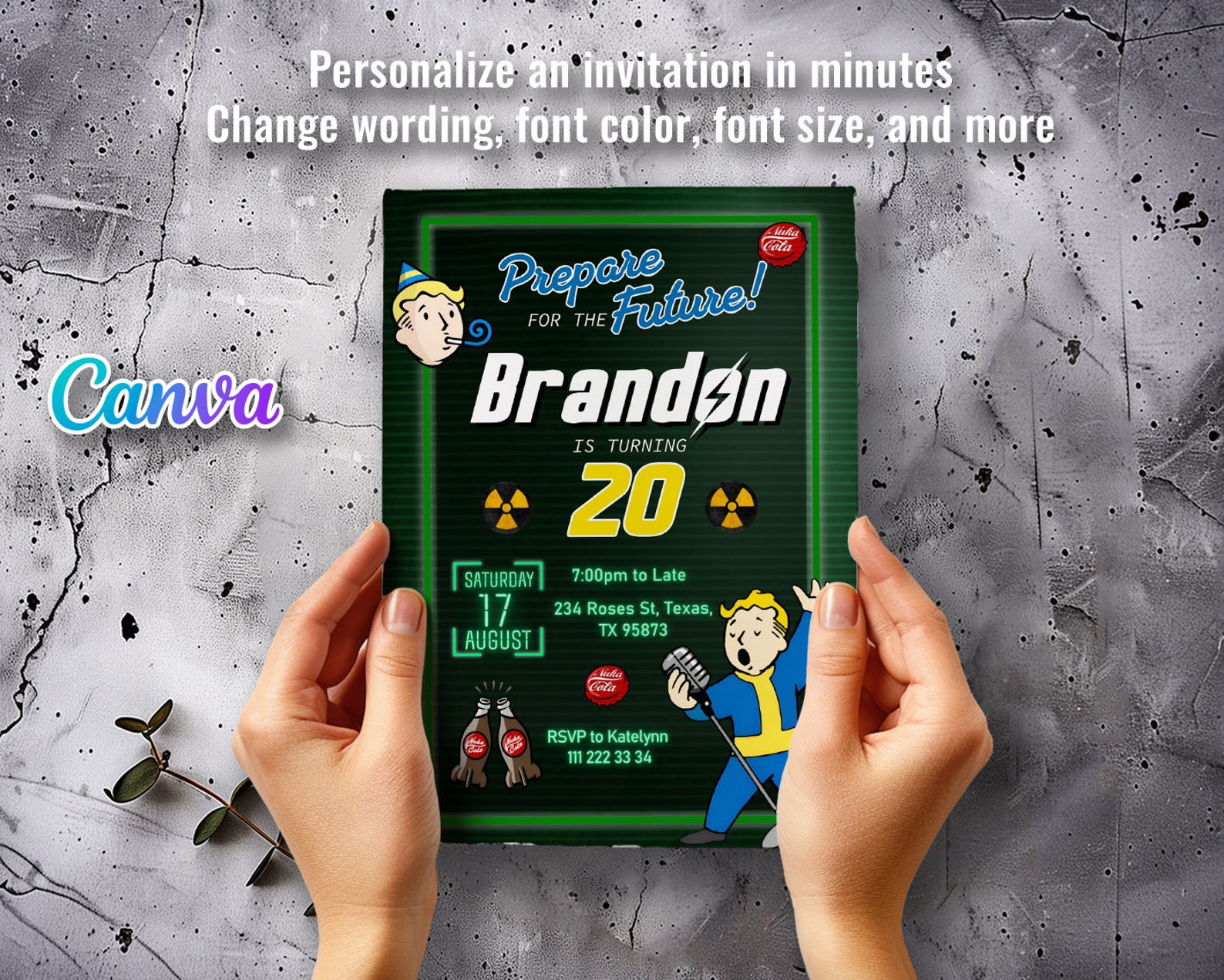 Fallout Birthday Invitation, Printable Invitation, Party Invite ...