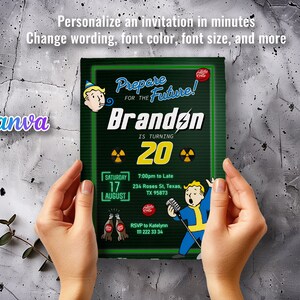 Fallout Birthday Invitation, Printable Invitation, Party Invite ...