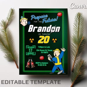 Fallout Birthday Invitation, Printable Invitation, Party Invite ...