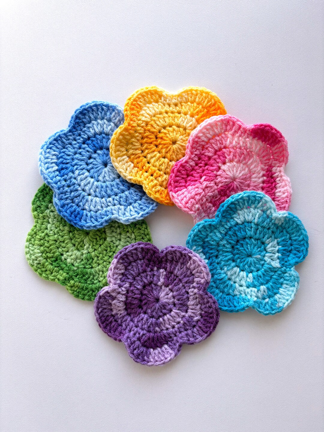 Flower Crochet Coaster Set of 4 - Etsy