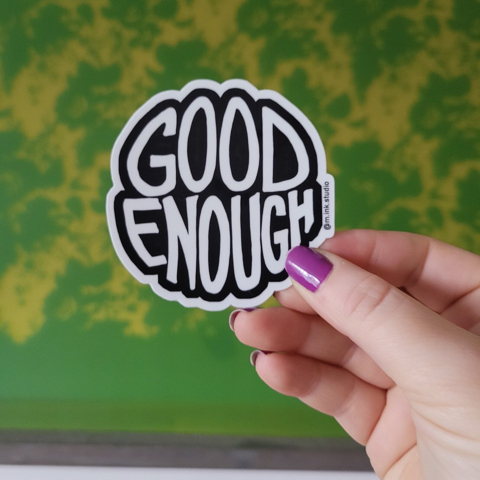 Good Enough hand lettered vinyl sticker laptop car water | Etsy