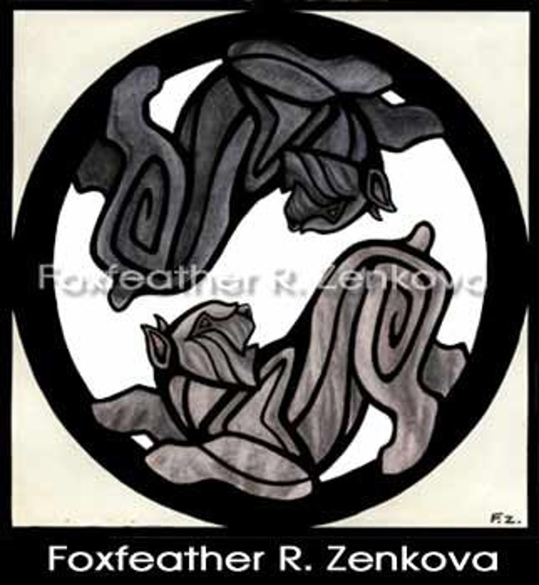 Yin Yang Bouvier Des Flandres Art Painting Print - Wall Art, Giclee ...