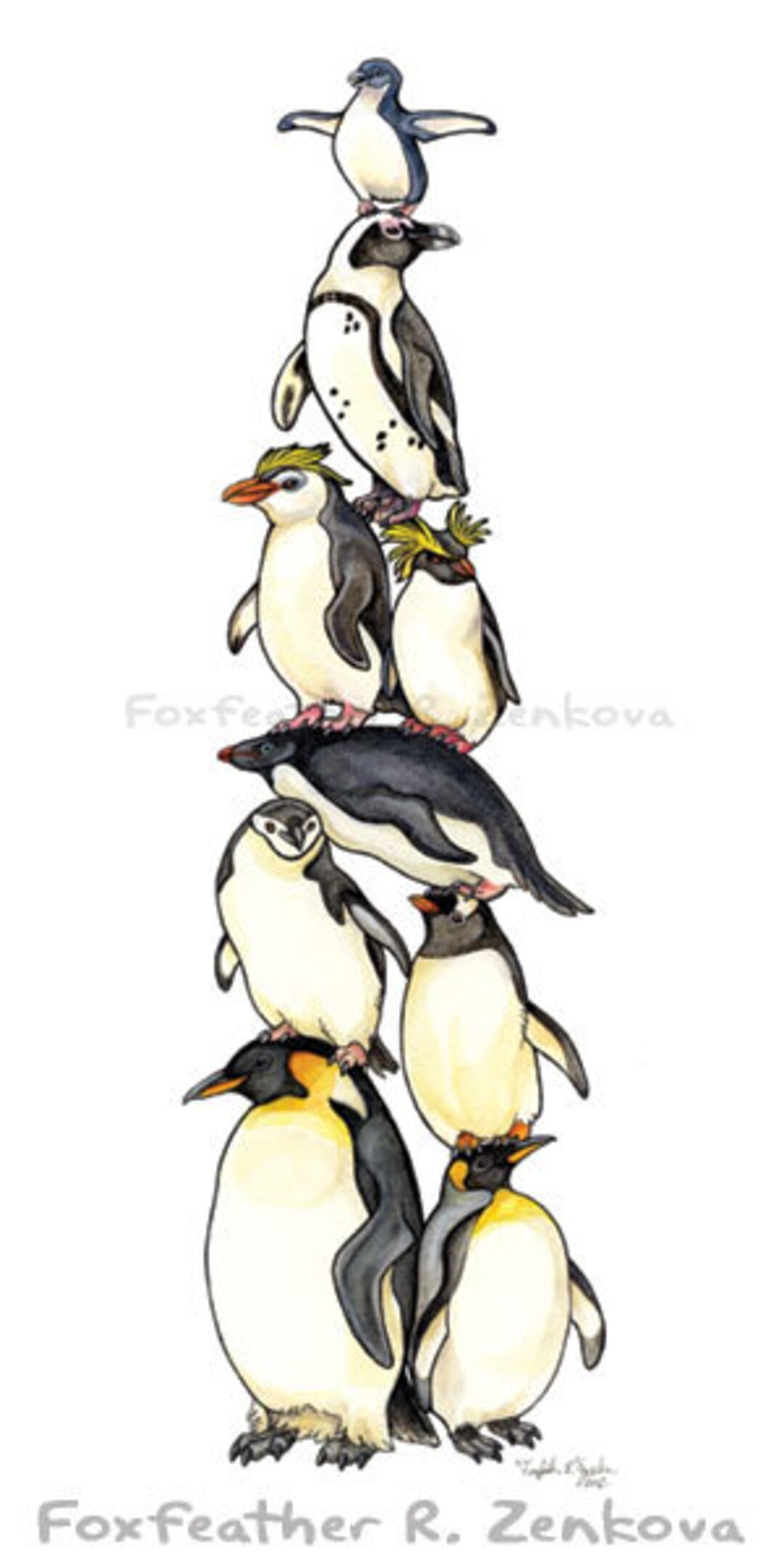 Penguin Stack Painting Print - Wall Art, Bird Stack - Etsy
