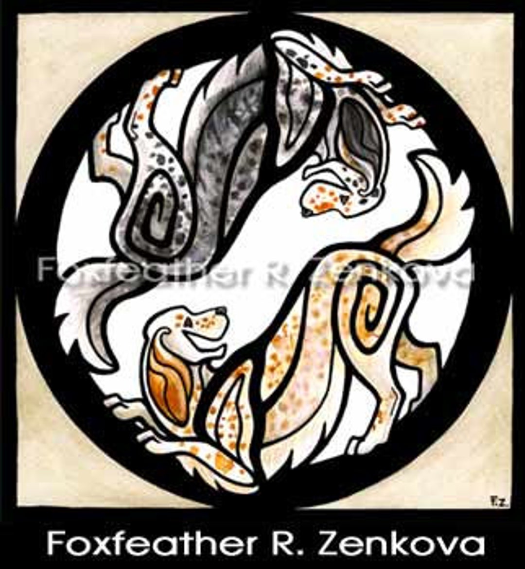 Yin Yang English Setters Art Painting Print - Wall Art, Giclee, Totem ...