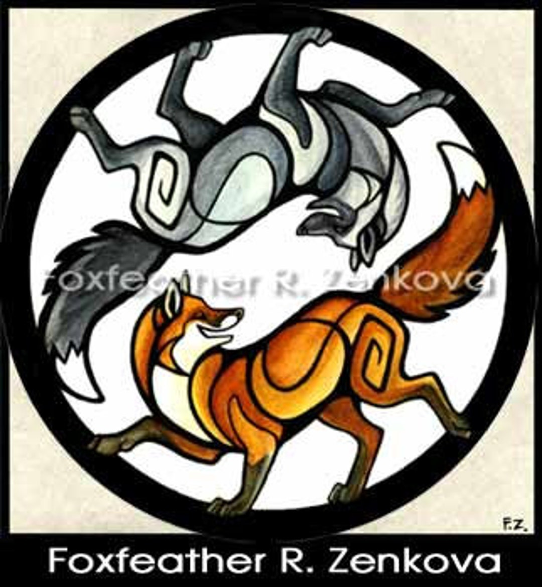 Yin Yang Foxes Painting Print - Wall Art, Giclee, Totem, Yin-yang ...