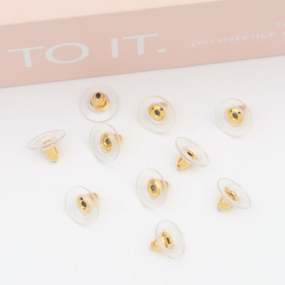 Gold-plated Alloy Silicone Rubber Earring Backings, Clear Earring ...