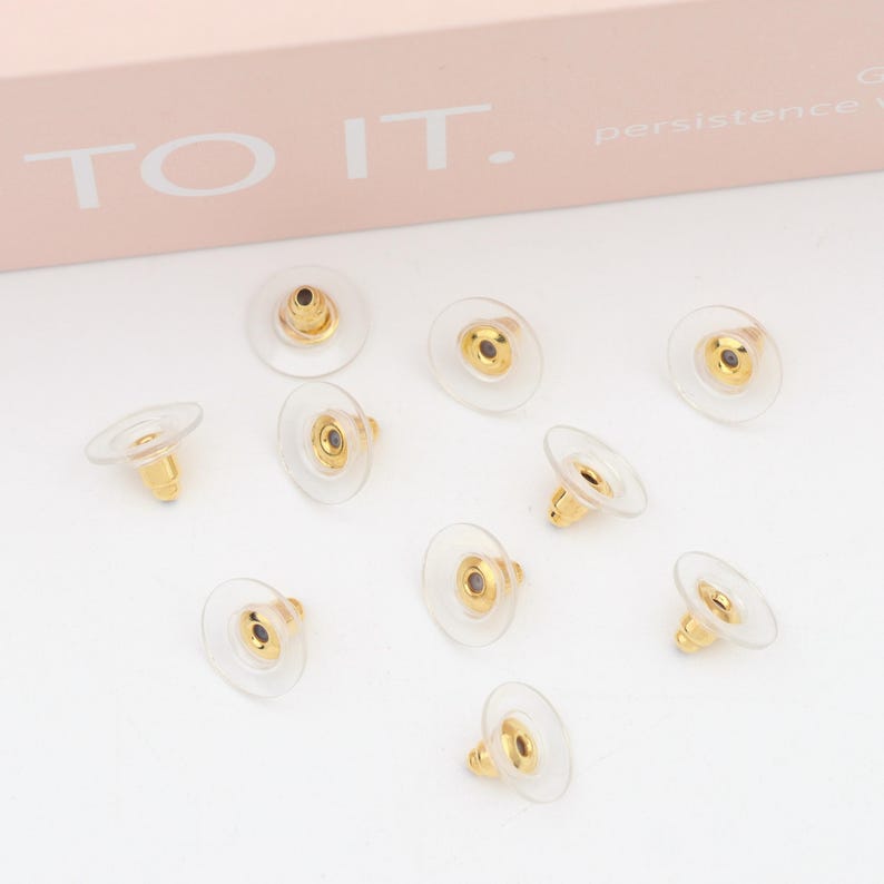 Gold-plated Alloy Silicone Rubber Earring Backings, Clear Earring ...