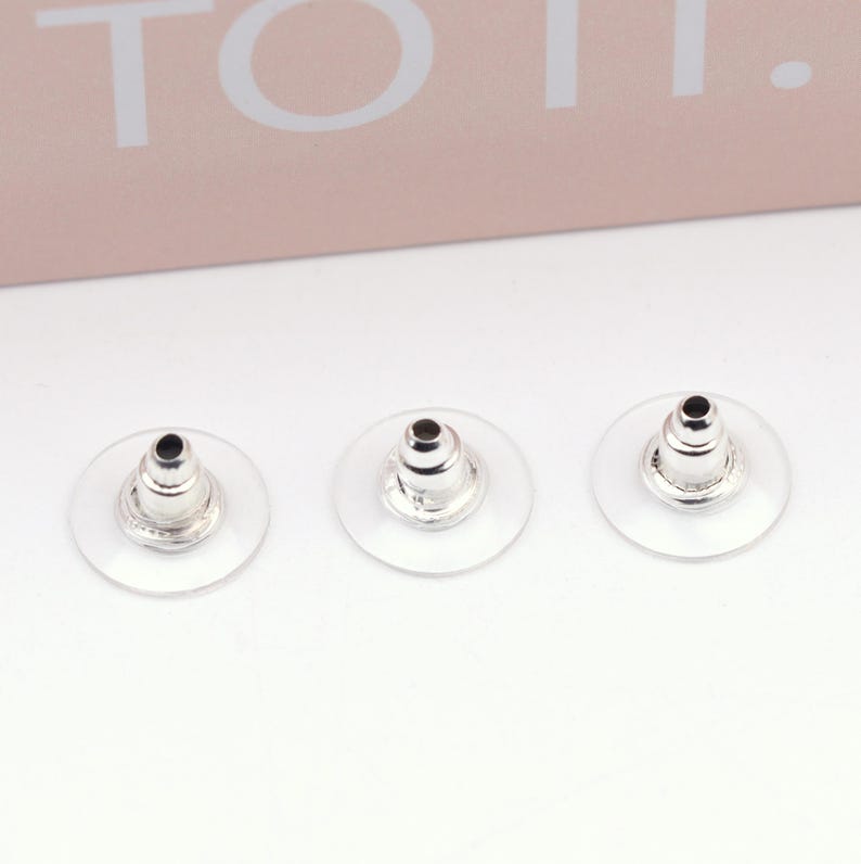 Silver Alloy Silicone Rubber Earring Backings, Clear Earring Stoppers ...