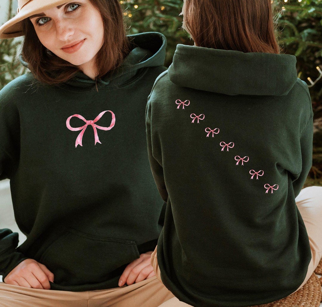 Pink Bow Hoodie, Teenage Girl Sweatshirt, Coquette Hoodie, Aesthetic ...