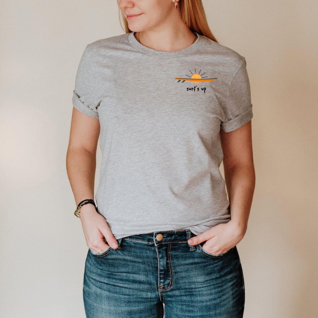 Surfing Minimalist Tshirt, Sun Surfing Pocket Tshirt, Surf's up Themed ...