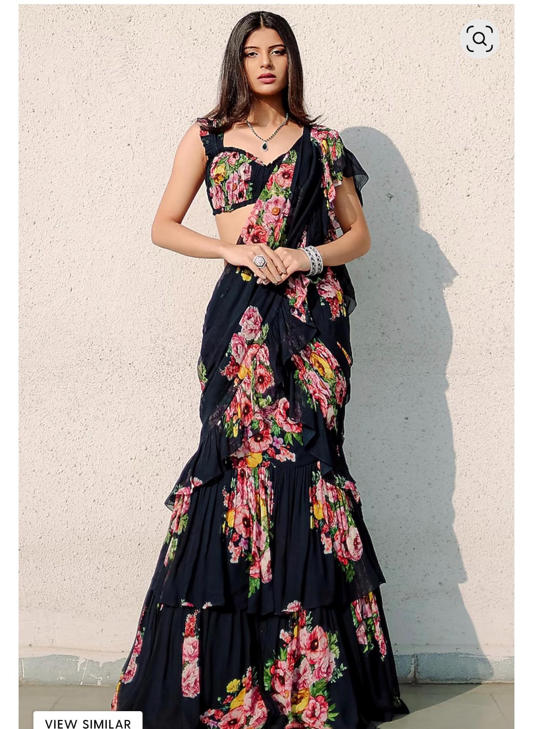 Custom Made Black Floral Fish Cut Lehenga Choli for Women or Girls ...