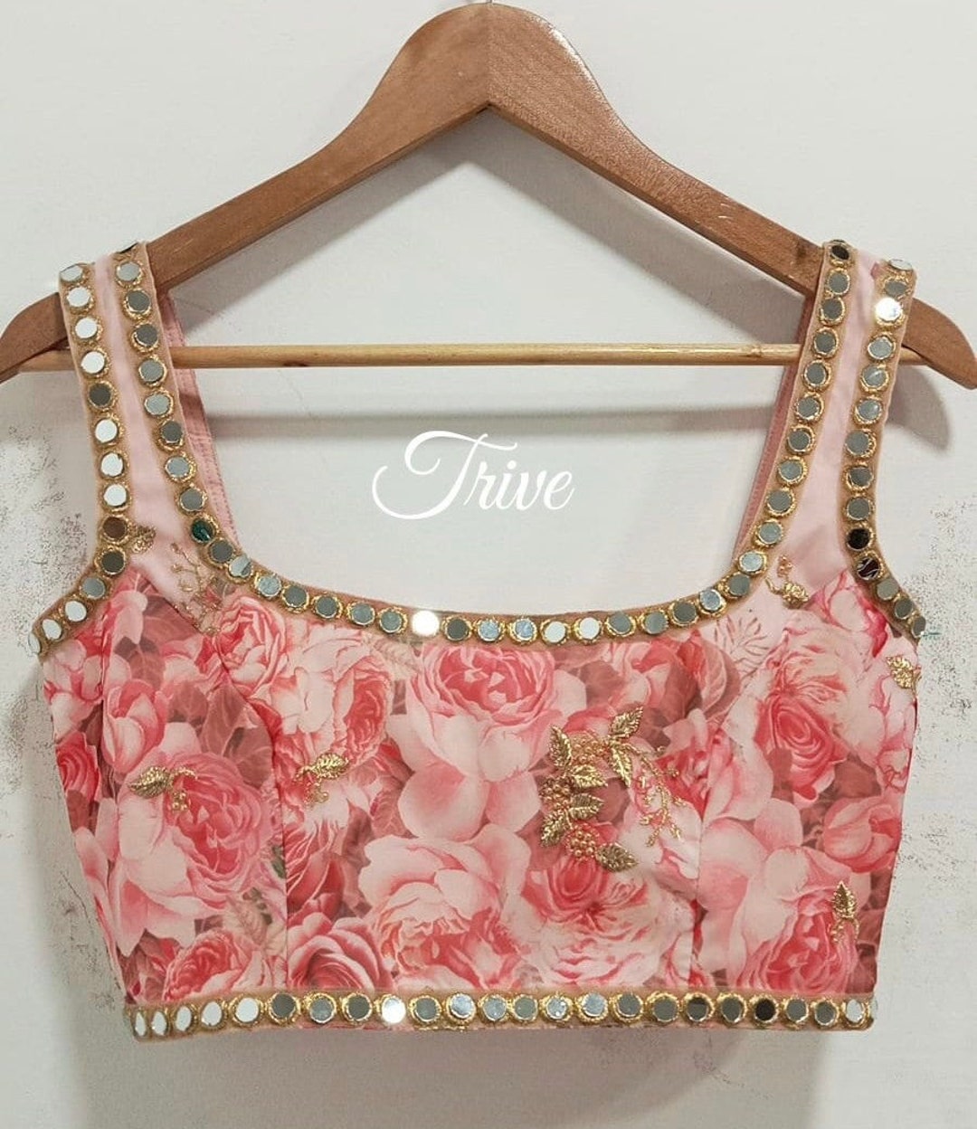 Made to Order Indian Saree Lehenga Designer Floral Pink Blouse With ...