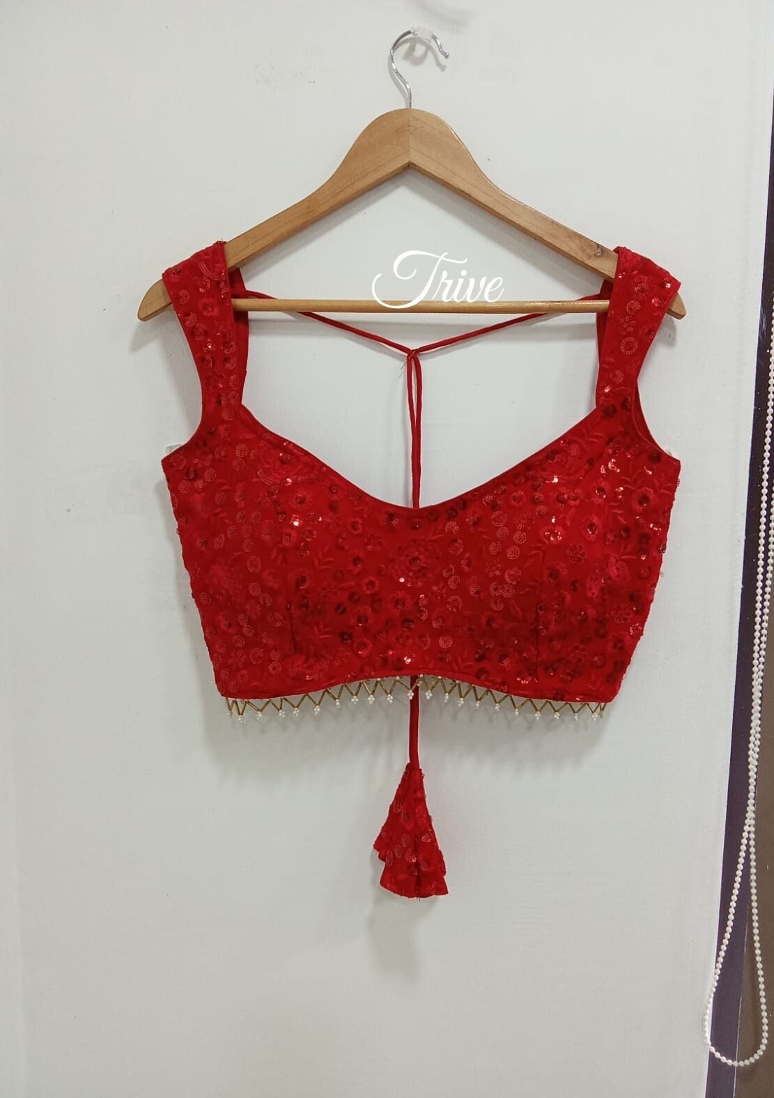 Saree Lehenga Blouse Made to Order Indian Designer Red Embroidered Deep ...