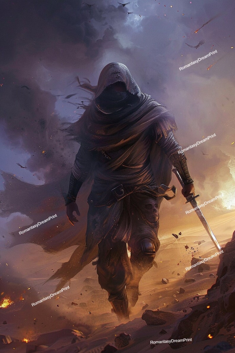 Mysterious Assassin Digital Download, Fantasy Character Digital Print ...