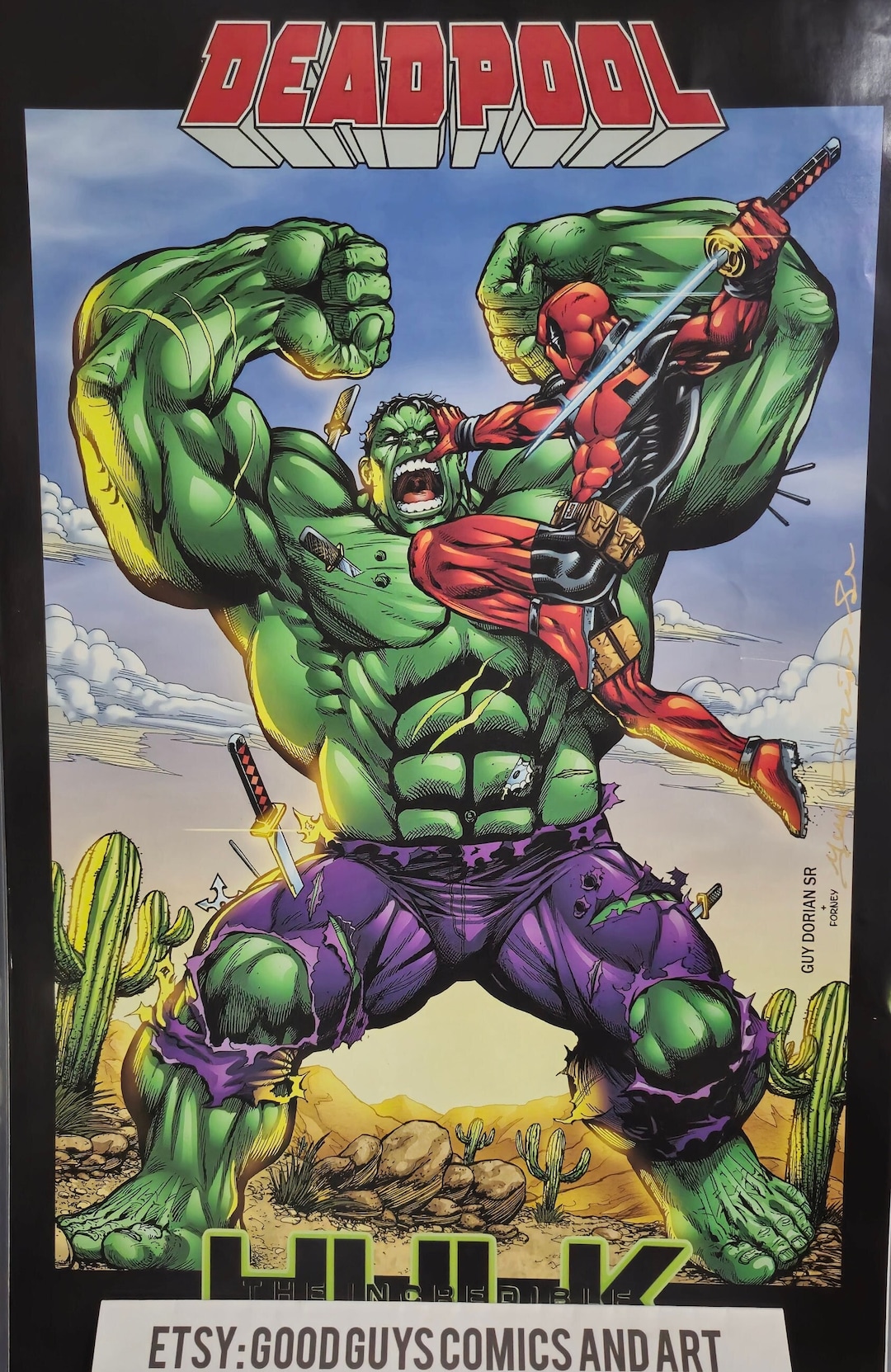 Hulk Vs Deadpool Comic Art Print Signed Guy Dorian Sr. - Etsy