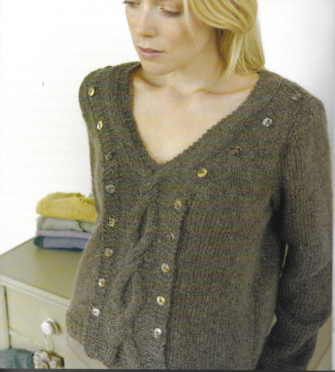 Knitting Pattern PDF Pattern Download for Cable and Buttons NURSING ...