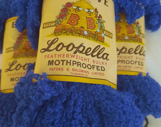 Vintage Beehive LOOPELLA Knitting Yarn Boucle Wool, Sapphire Blue ...