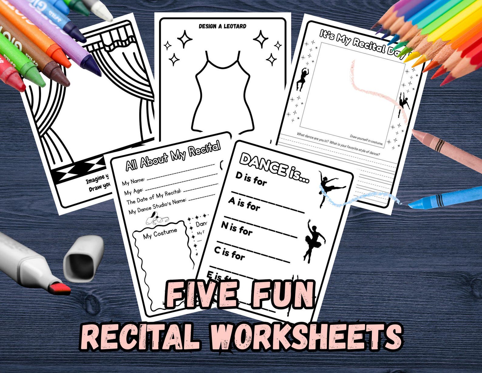 Dance Recital Activity and Coloring Sheets Pages Bundle Instant Digital ...