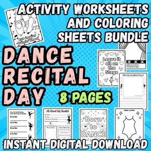 Dance Recital Activity and Coloring Sheets Pages Bundle Instant Digital ...