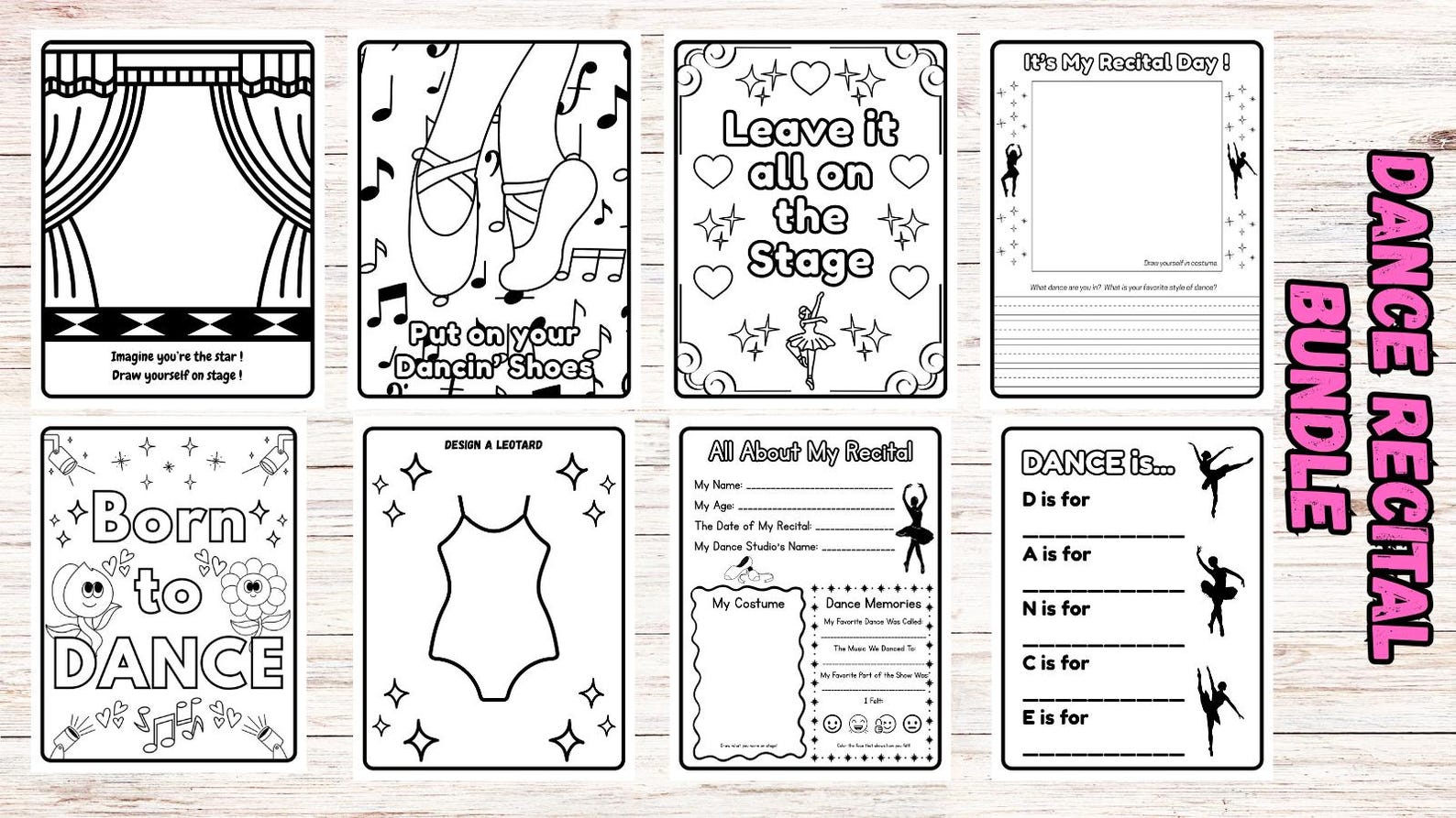 Dance Recital Activity and Coloring Sheets Pages Bundle Instant Digital ...