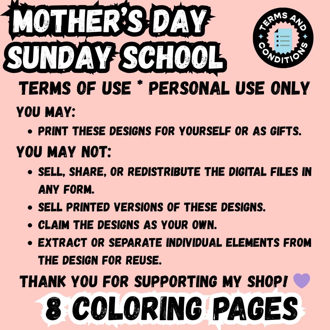 Mother's Day Gift SUNDAY SCHOOL Coloring Sheets Bundle Instant ...